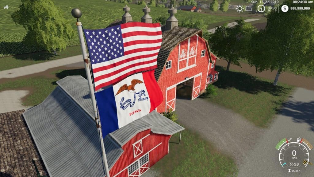 FS19 USA above Iowa Flag v1.0.0.0 - Farming simulator 19 / 17 / 15 Mod