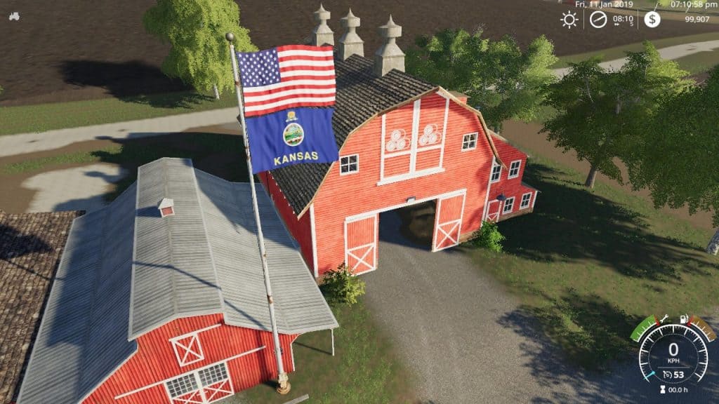 FS19 USA above Kansas State Flag V1.0.1 - FS 19 Objects Mod Download