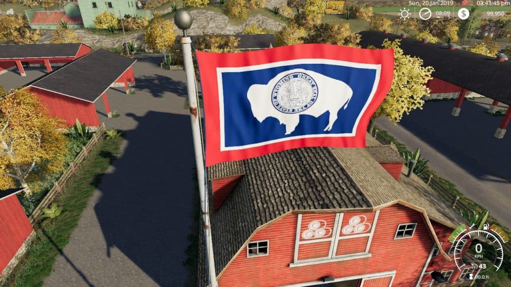FS19 Wyoming Flag v1.0.0 (2) - Farming simulator 19 / 17 / 15 Mod