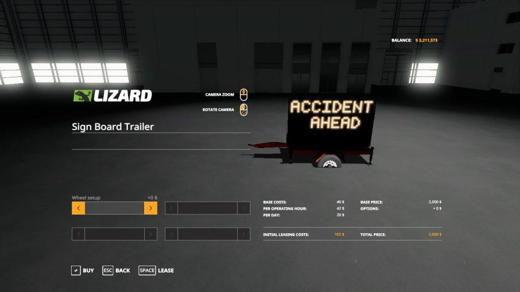 FS19 Accident ahead sign beta (3) - Farming simulator 19 / 17 / 15 Mod