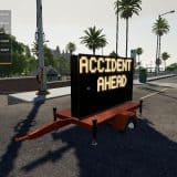 FS19 Accident ahead sign beta - FS 19 Trailers Mod Download