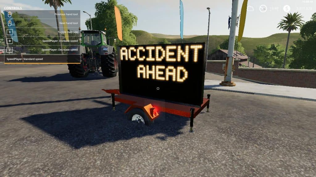 FS19 Accident ahead sign beta - FS 19 Trailers Mod Download