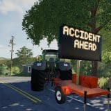FS19 Accident ahead sign beta - FS 19 Trailers Mod Download