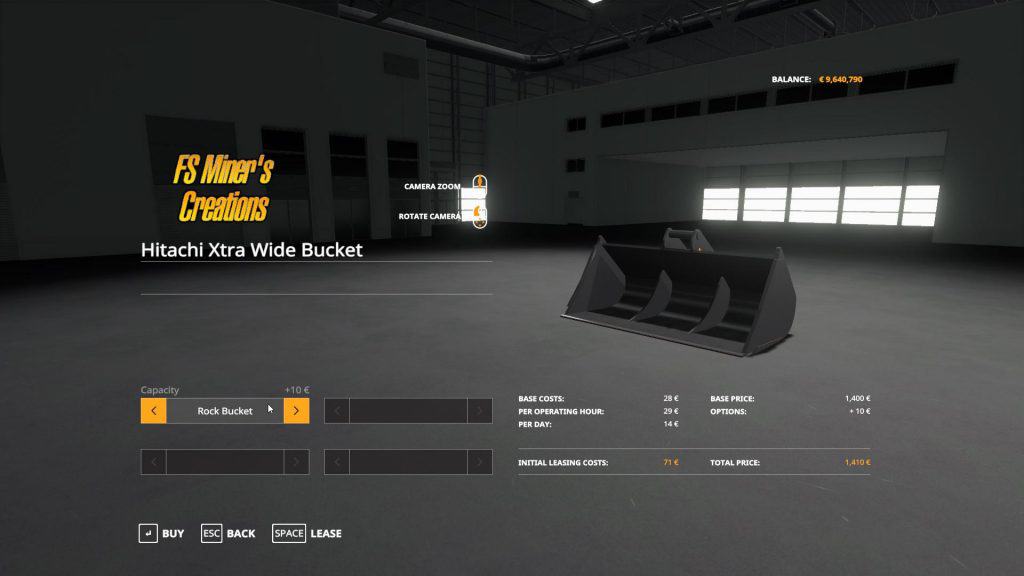 FS19 Xtra Wide Bucket For Hitachi 350 LC6 v1 (4) - Farming simulator 19 ...