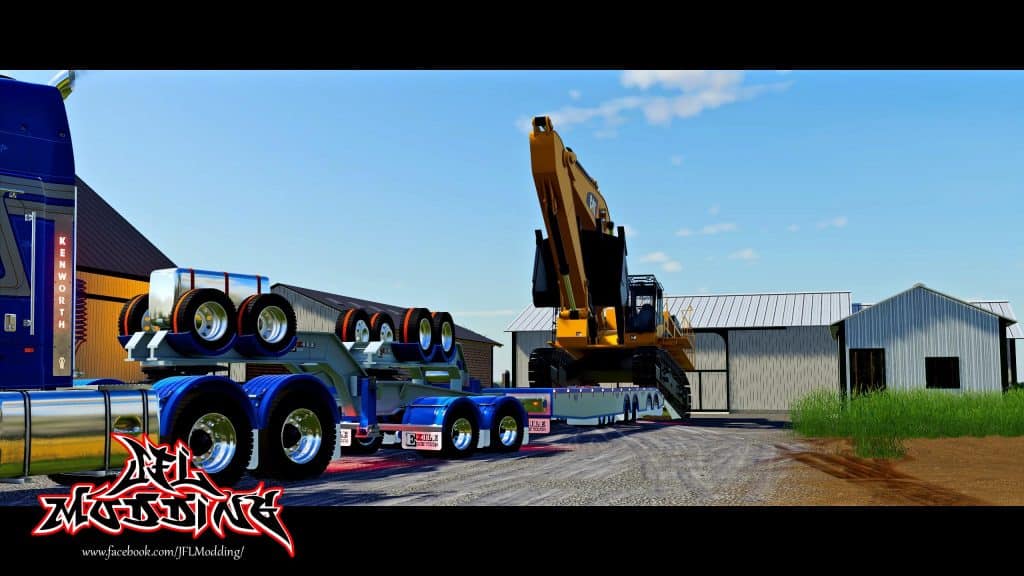 FS19 Exile Low Loader with jeep v1.0 - FS 19 Trailers Mod Download