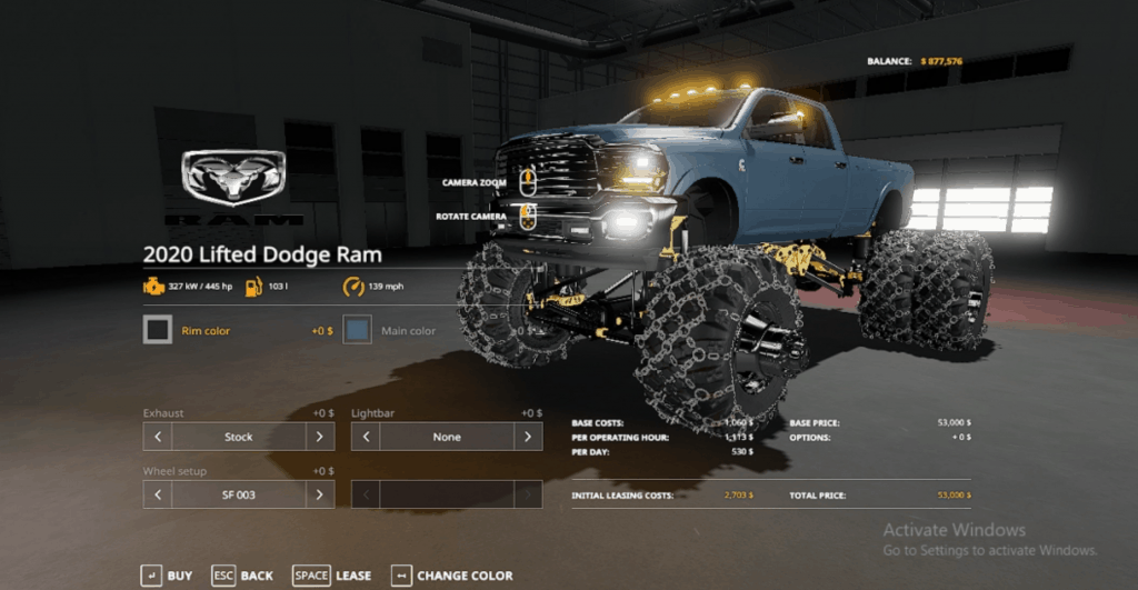 FS19 2020 Lifted Dodge Ram - FS 19 Cars Mod Download