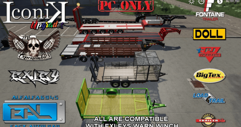 FS19 Landscape trailer with other trailers - FS 19 Trailers Mod Download
