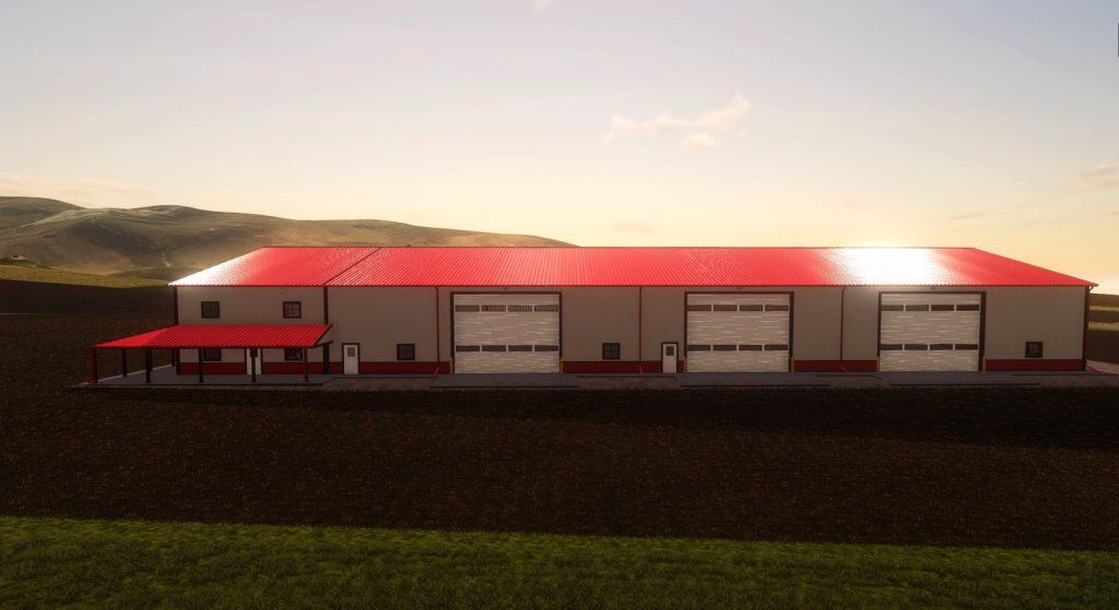 FS19 120x225 Red Grey Shop v1.0.0 (1) - Farming simulator 19 / 17 / 15 Mod