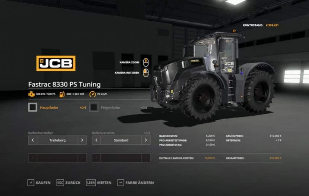 FS19 JCB Fastrac 8330 HP Tuning v3.0 - FS 19 Tractors Mod Download