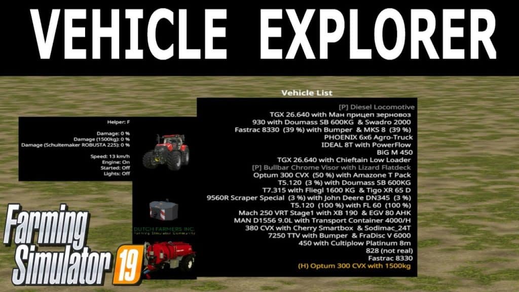 FS19 Vehicle Explorer v0.9.4.8 - FS 19 Other Mod Download