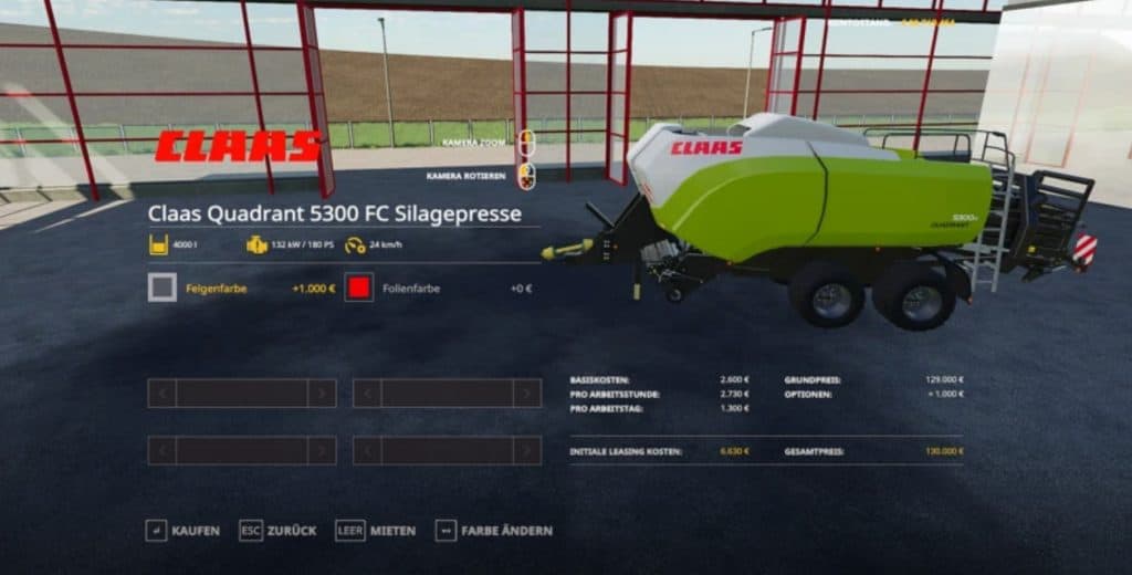 FS19 CLAAS Quadrant Silagebaler 5300FC v1.0.0.0 - FS 19 Implements ...