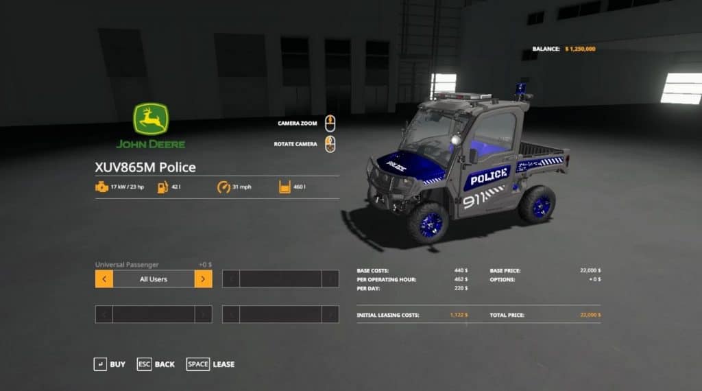 FS19 Police Gator XUV865M V1 (2) - Farming simulator 19 / 17 / 15 Mod