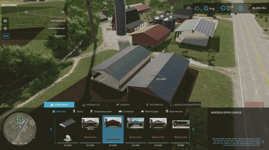 FS22 WOODEN OPEN GARAGE (WHITE, BROWN, RED AND BLUE) V2.0 - FS 22 ...