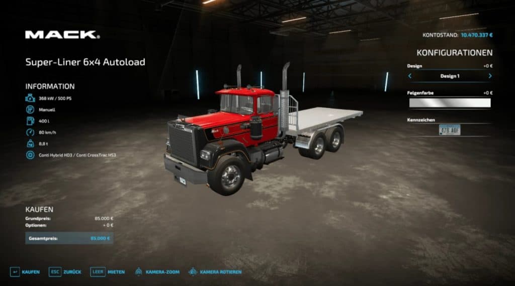 FS22 MACK Super-Liner 6x4 Autoload v1.0.3.0 - FS 22 Trucks Mod Download