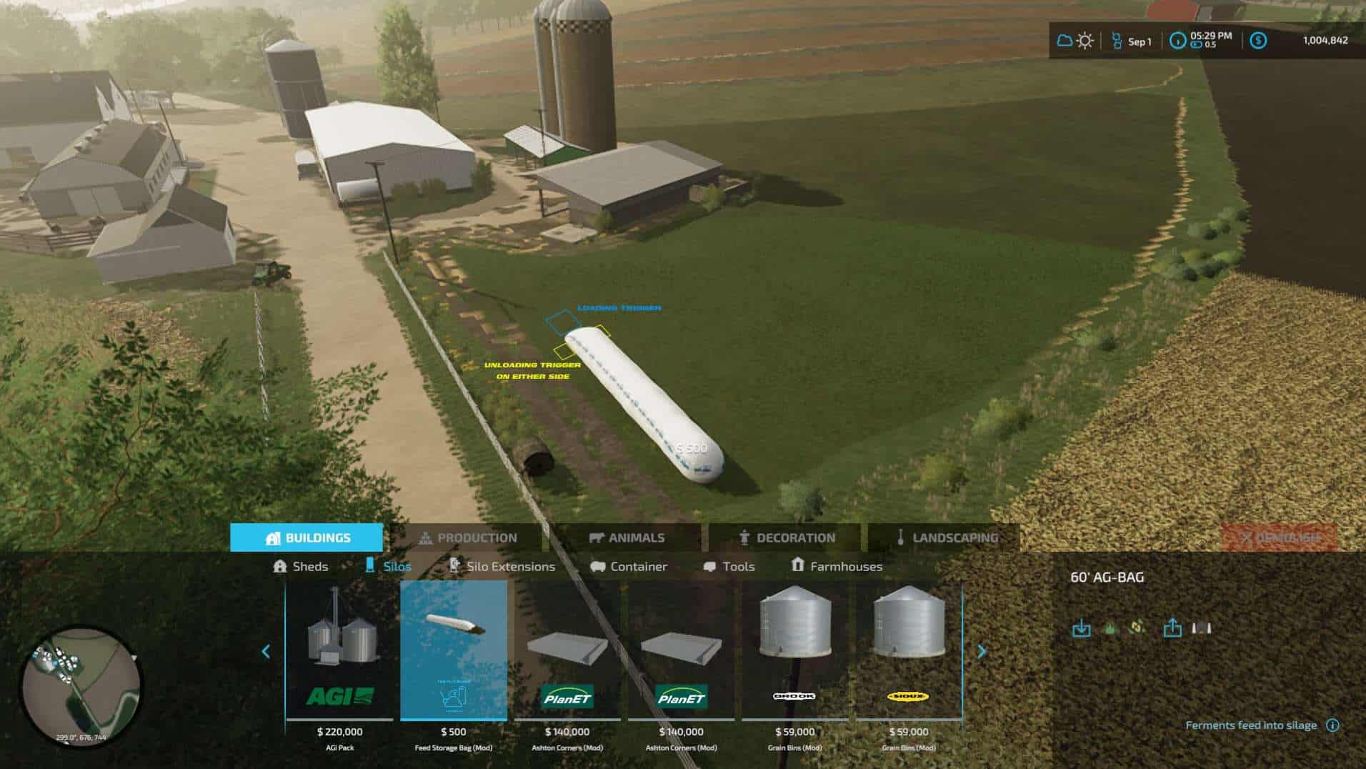 FS22 60′ Feed Storage Bag v1.0 - FS 22 Objects Mod Download