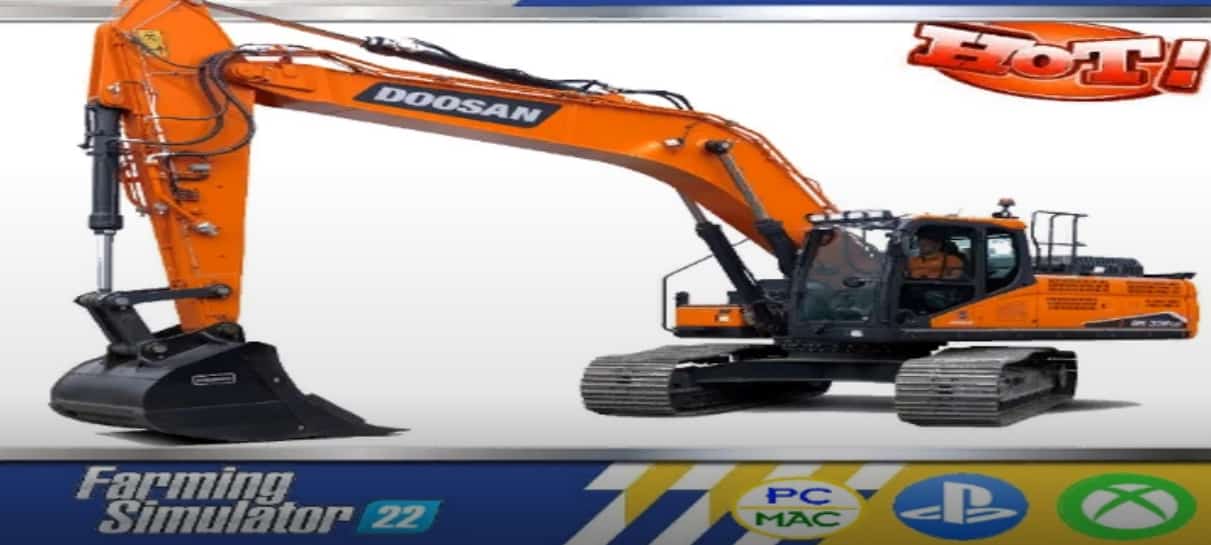 FS22 DOOSAN 350LC 7K v1.0 - FS 22 Forklifts / Excavators Mod Download