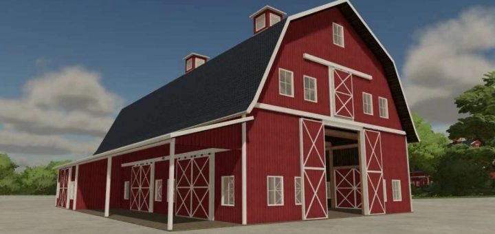 FS22 Barn With Garage v1.1 - FS 22 Objects Mod Download