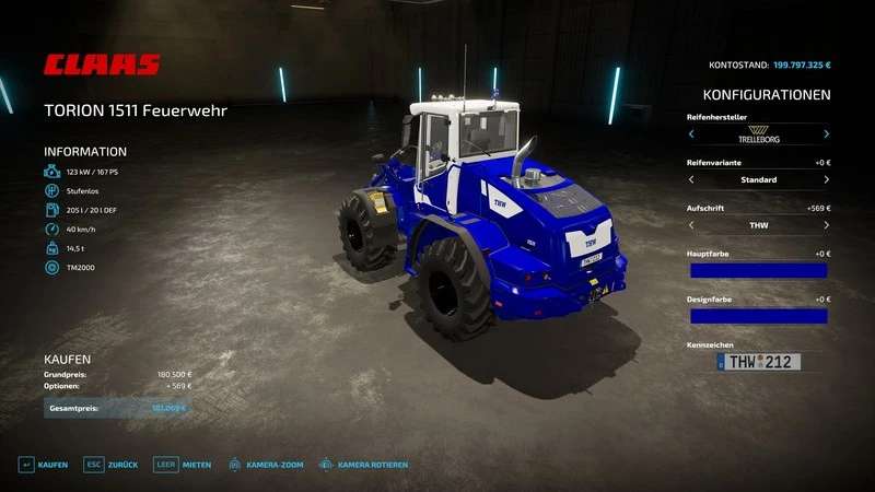 FS22 Claas Torion 1511 – German fire brigade / THW v1.0 - FS 22 ...