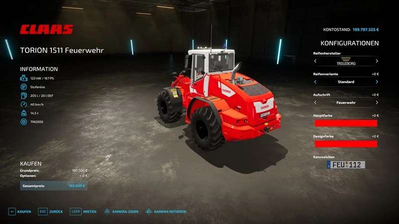 FS22 Claas Torion 1511 – German fire brigade / THW v1.0 - FS 22 ...