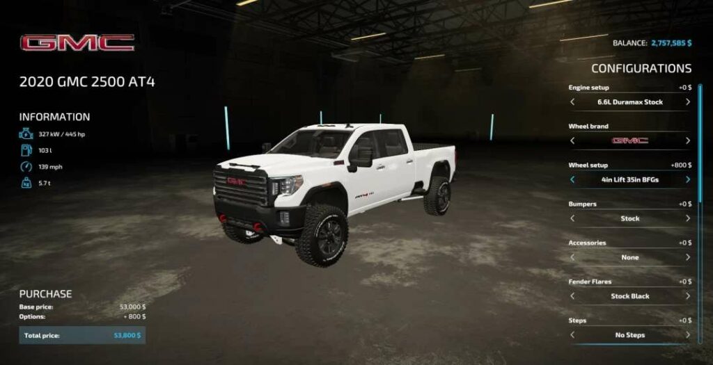 FS22 Gmc Sierra 2500 at4 v1.0 - FS 22 Cars Mod Download