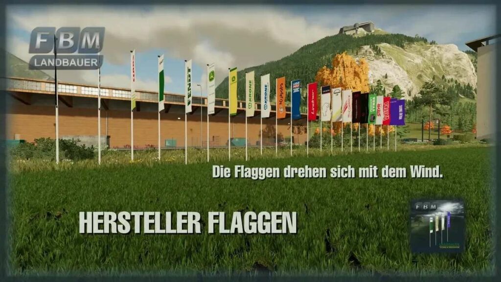 FS22 Manufacturer Flags v1.1 - FS 22 Objects Mod Download