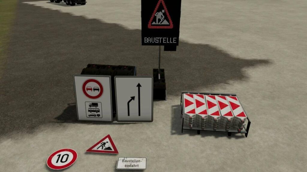 FS22 Construction site signs pack 2 v2.0 - FS 22 Objects Mod Download