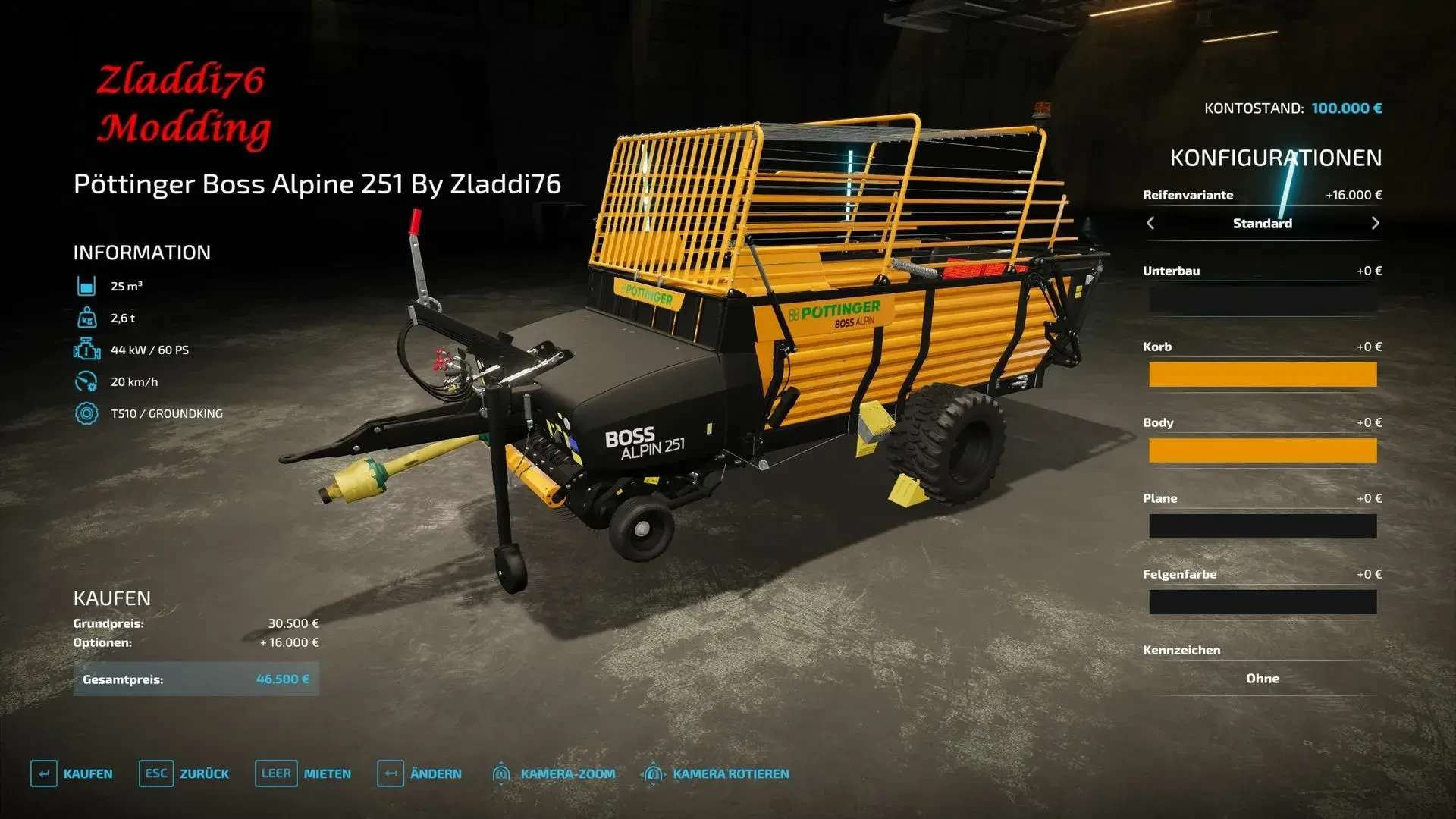 FS22 Pöttinger Boss Alpine 251 v1 (1) - Farming simulator 19 / 17 / 15 Mod