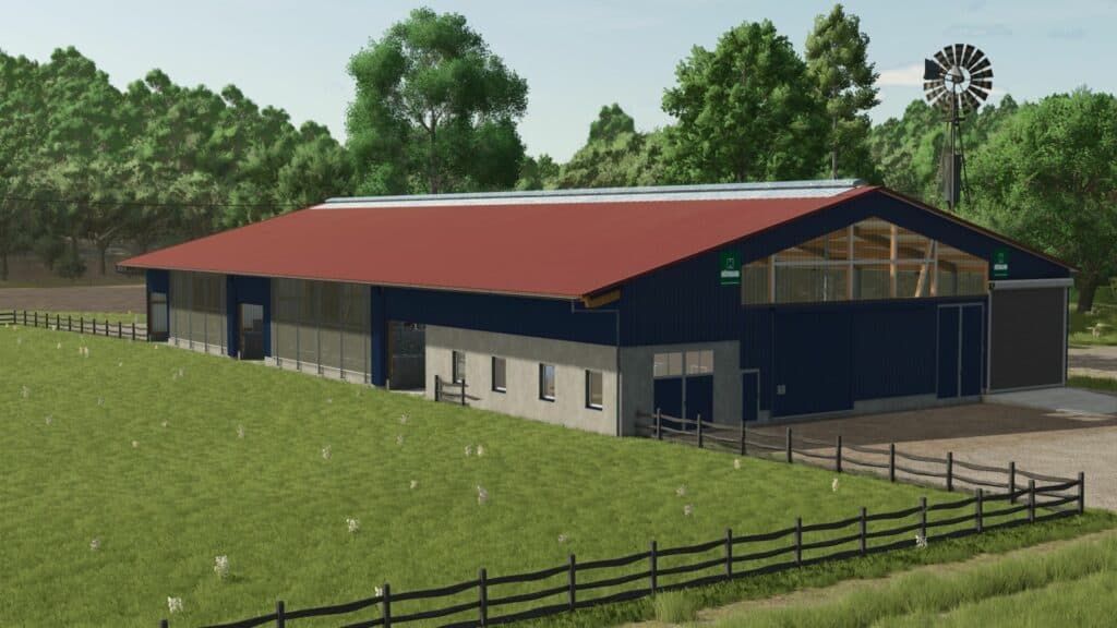 FS25 Large cowshed V1.0 - FS 25 Buildings Mod Download