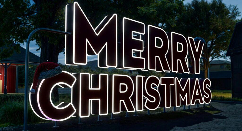 FS25 Christmas Yard Sign v1 (2) - Farming simulator 19 / 17 / 15 Mod