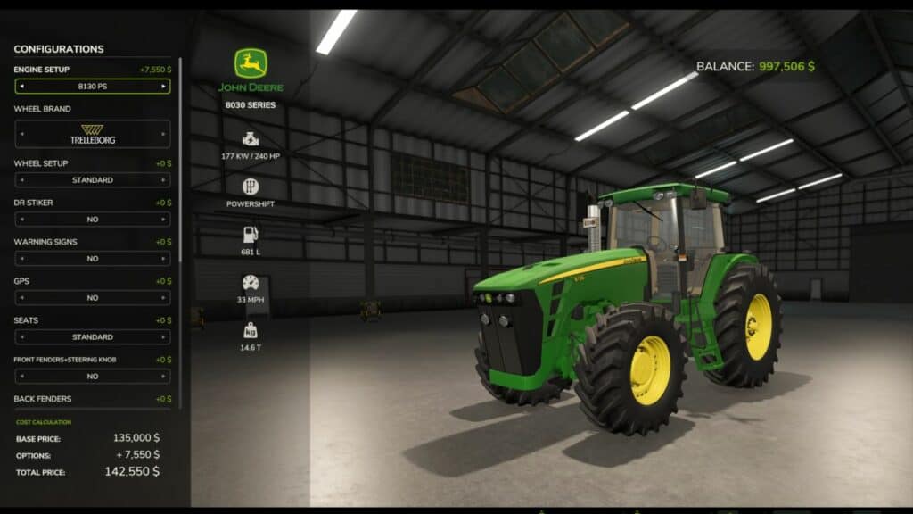 FS25 John Deere 8130-8530 V1.0 - FS 25 Tractors Mod Download