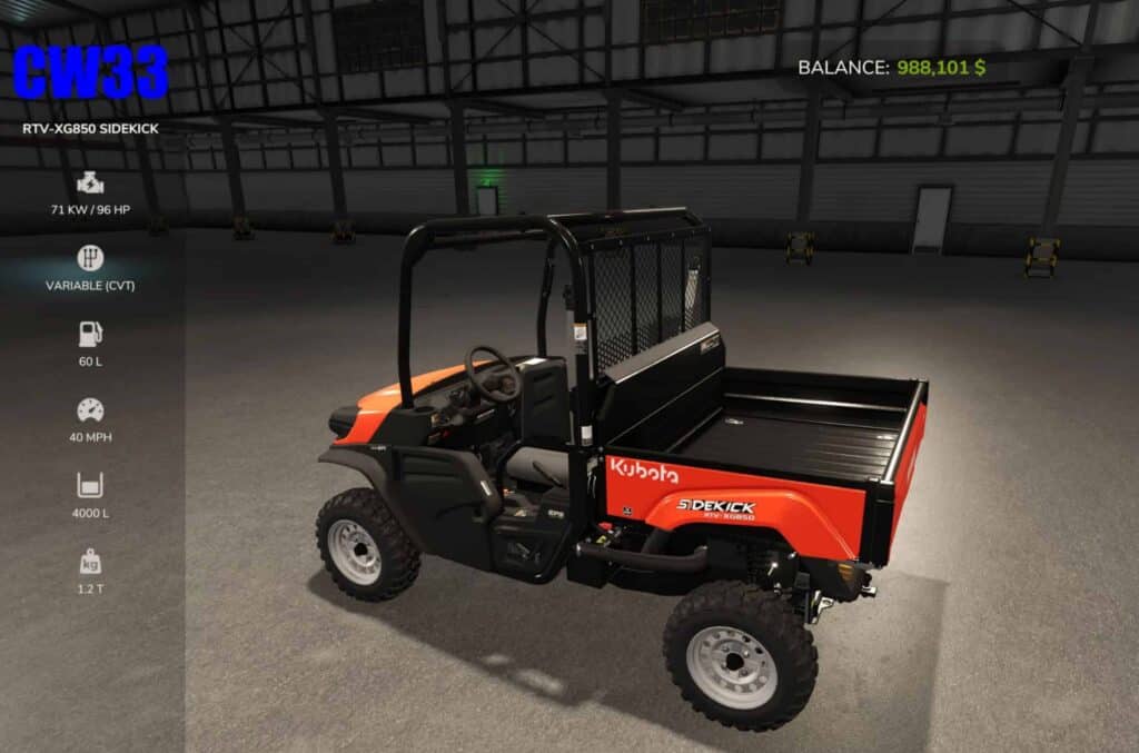 FS25 Kubota RTVXG850 UTV Strobe Edit v1 (5) - Farming simulator 19 / 17 ...