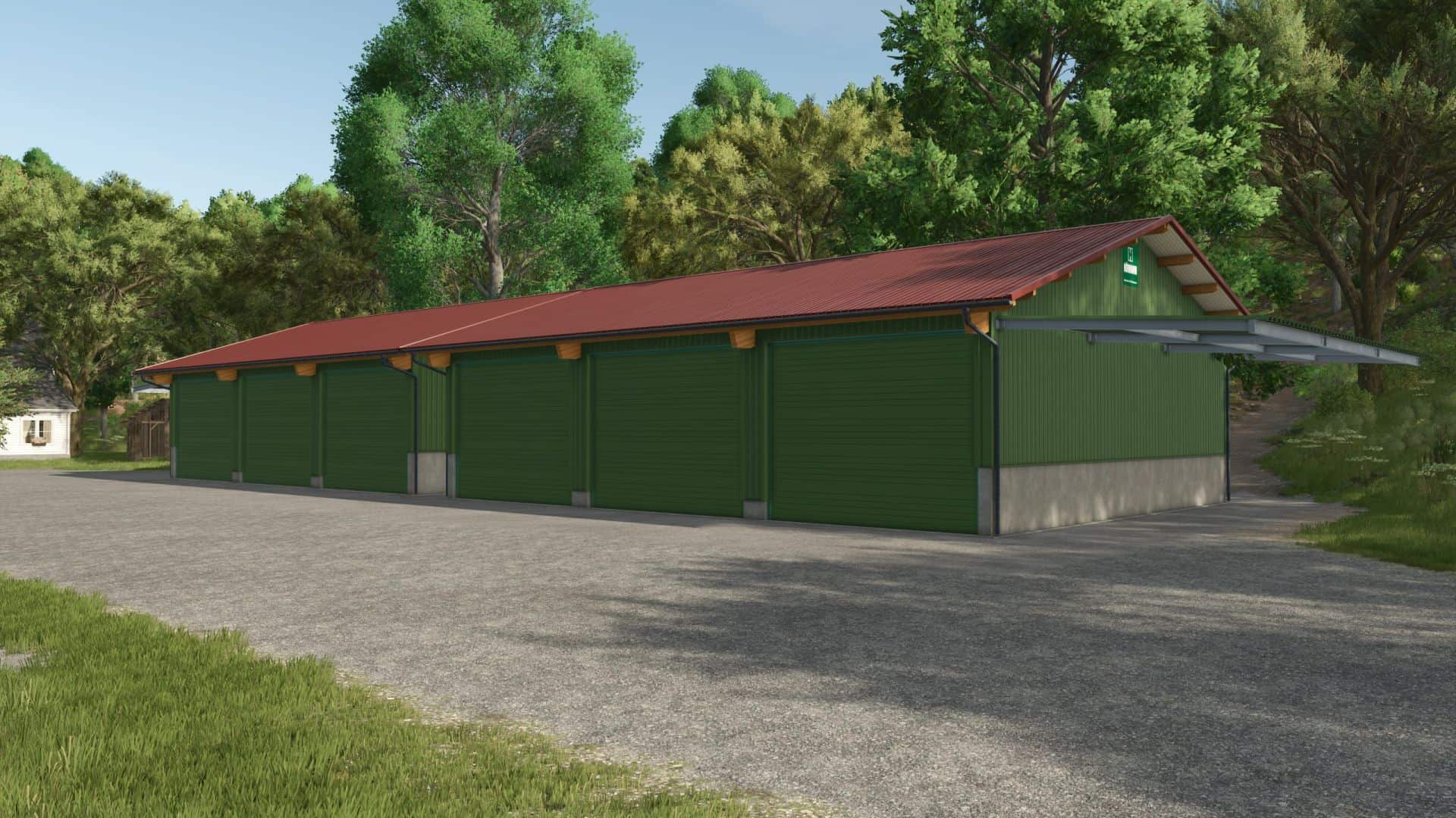 FS25 Small Hörmann garage + roof extension v1.0 - FS 25 Buildings Mod Download