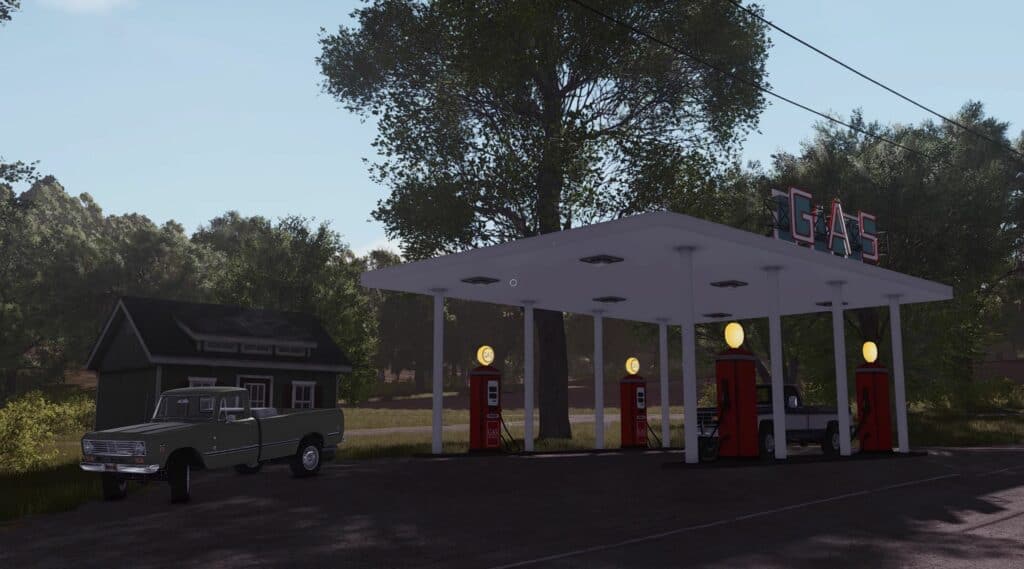 FS25 Vintage Gas Station V1 (1) - Farming simulator 19 / 17 / 15 Mod