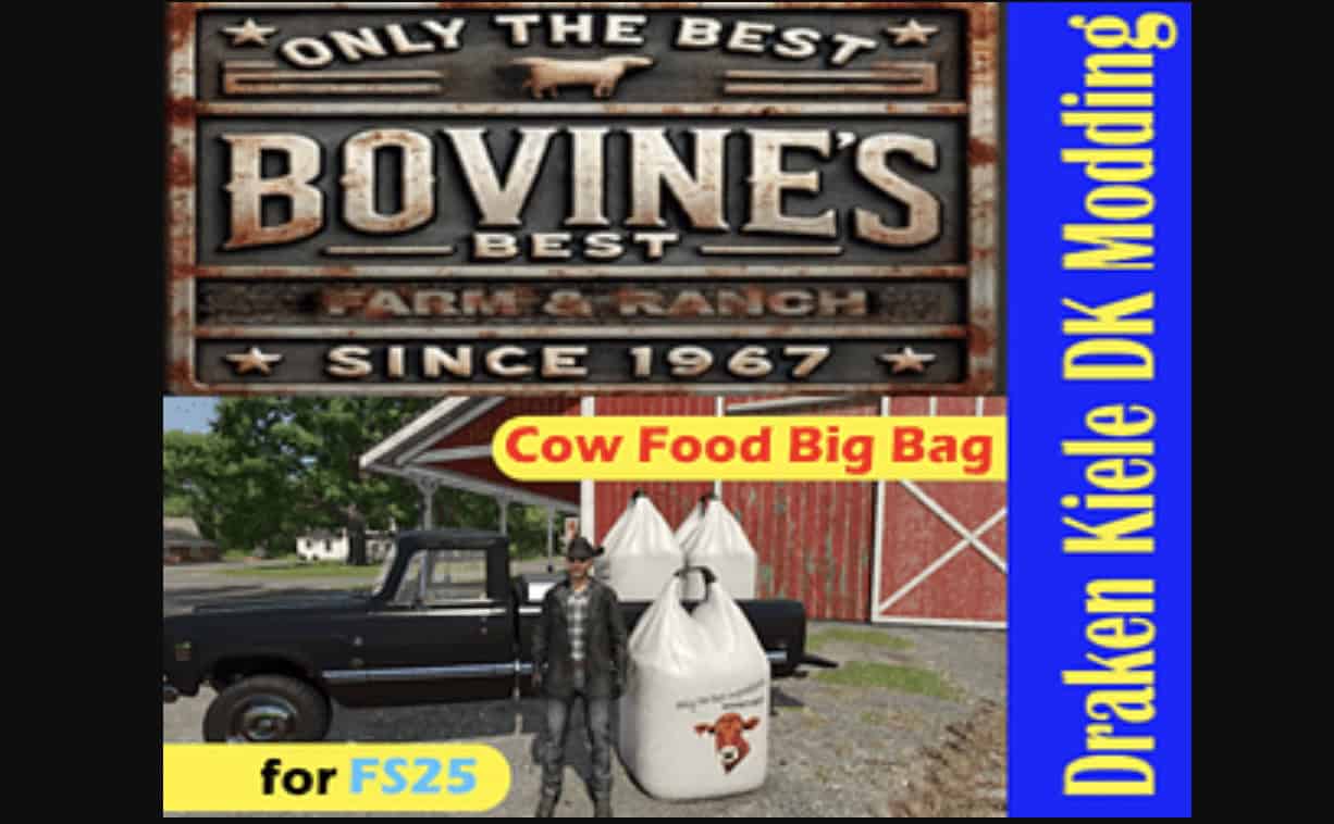FS25 Bovine’s Best Big Bag Cow Food v1.0 - FS 25 Other Mod Download