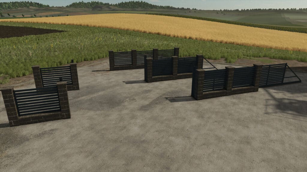 FS25 Rustic Brick And Metal Fence v1.0 - FS 25 Objects Mod Download