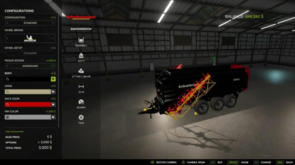 FS25 Schuitemaker rapide 8400 Windrow V1.0 - FS 25 Trailers Mod Download