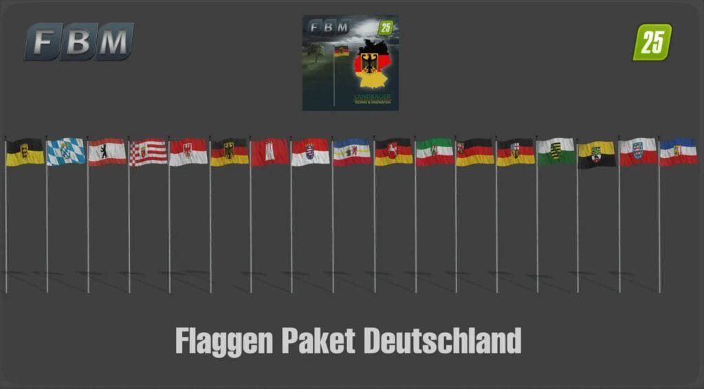 FS25 Flags Package DE v1 (2) - Farming simulator 19 / 17 / 15 Mod