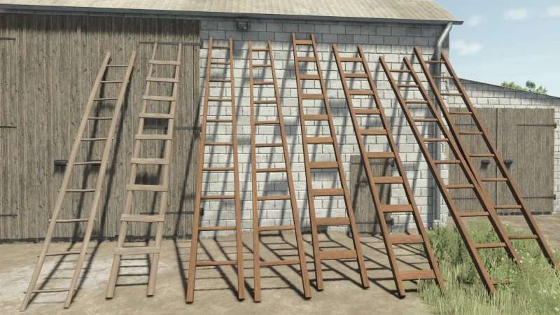 FS25 Wooden Ladder Pack v1.0 - FS 25 Objects Mod Download
