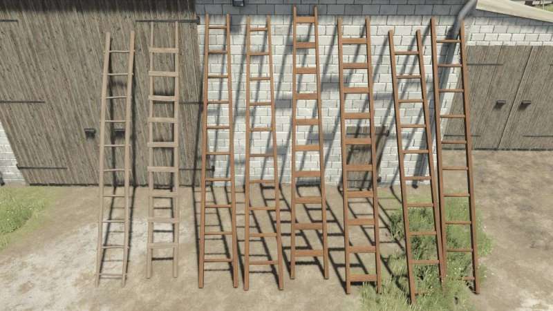 FS24 Wooden Ladder Pack v1 (3) - Farming simulator 19 / 17 / 15 Mod