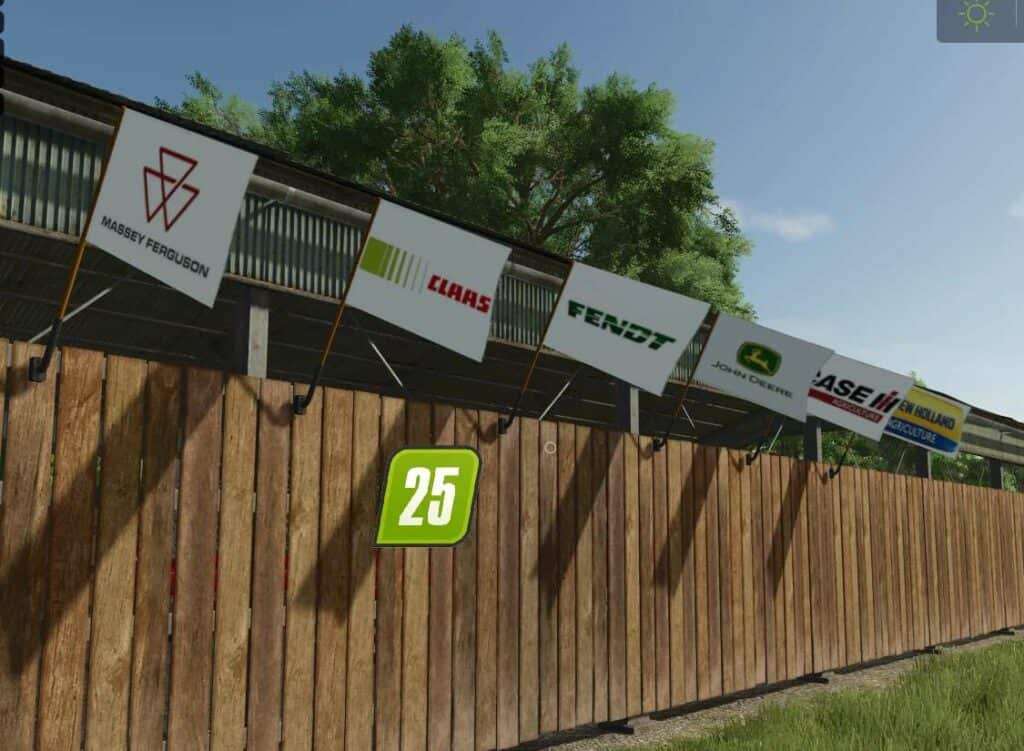 FS25 Tractor Brands Wall Flag Pack 1 v1.1 - FS 25 Objects Mod Download