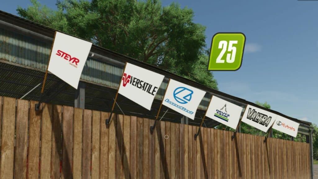 FS25 Tractor Brands Wall Flag Pack 2 v1.0 - FS 25 Objects Mod Download
