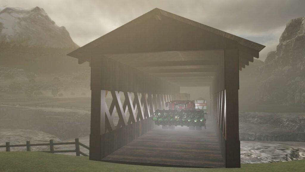 FS25 Wooden covered bridge V1 (3) - Farming simulator 19 / 17 / 15 Mod
