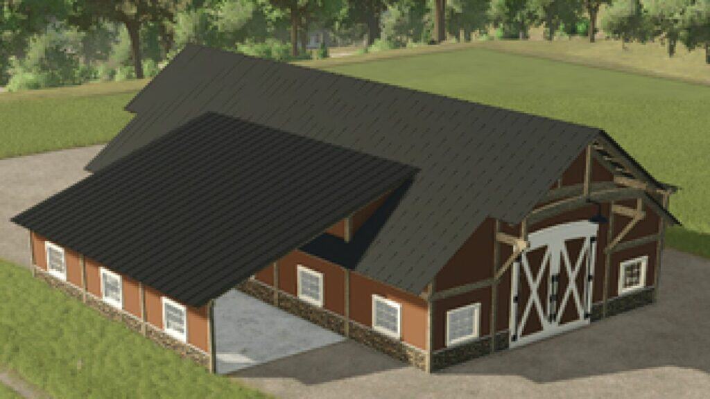 FS25 Ranch style barn V1.0.0 (2) - Farming simulator 19 / 17 / 15 Mod