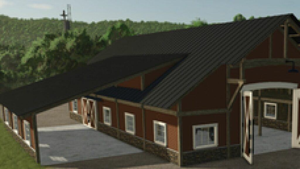 FS25 Ranch style barn V1.0.0 (4) - Farming simulator 19 / 17 / 15 Mod