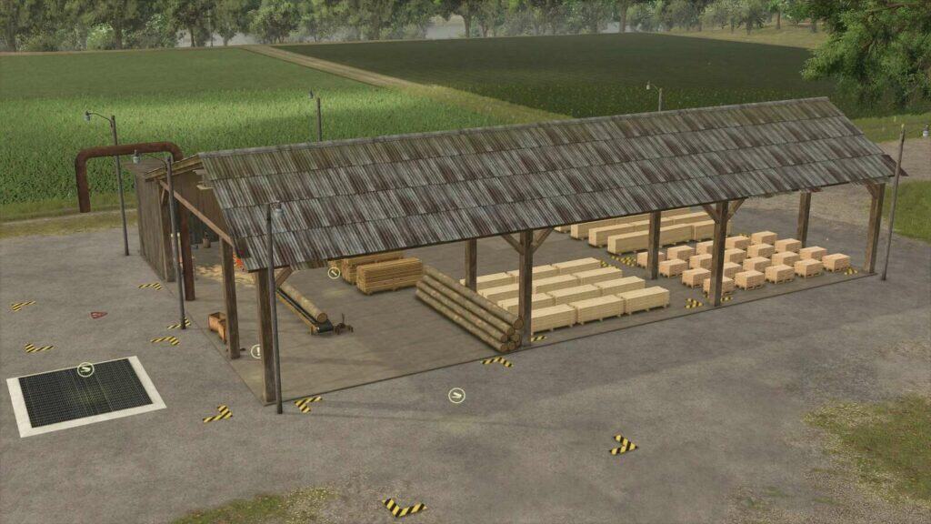 FS25 Custom Production Saw Mill v1.0 - FS 25 Buildings Mod Download