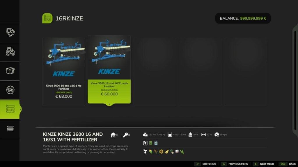 FS25 Kinze 1631 V1 (1) - Farming simulator 19 / 17 / 15 Mod