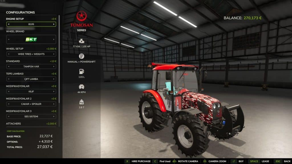 FS25 Tumosan 8100 BETA 2 v1.0 - FS 25 Tractors Mod Download