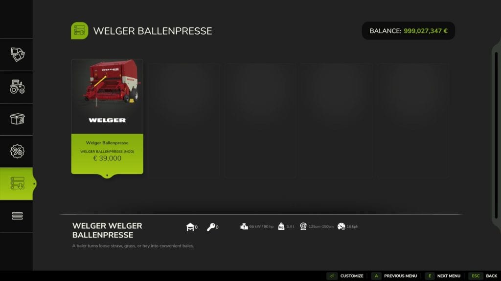 FS25 Welger round baler V1.0.0 (4) - Farming simulator 19 / 17 / 15 Mod