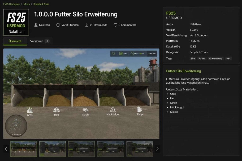 FS25 Forage Silo Extension v1.0 - FS 25 Other Mod Download