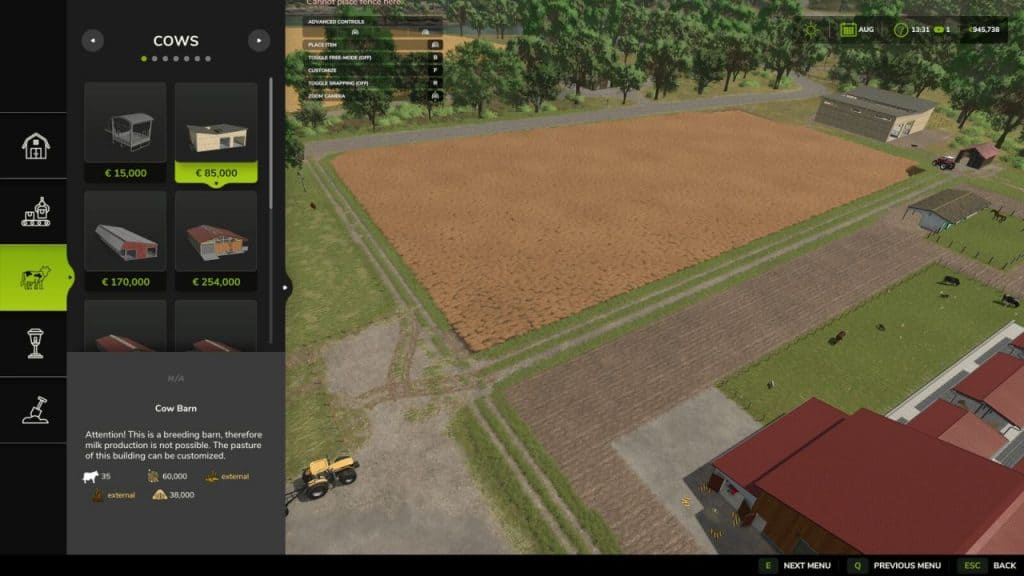 FS25 Build Menu: Husbandry Storage Info v1.0 - Mod Download